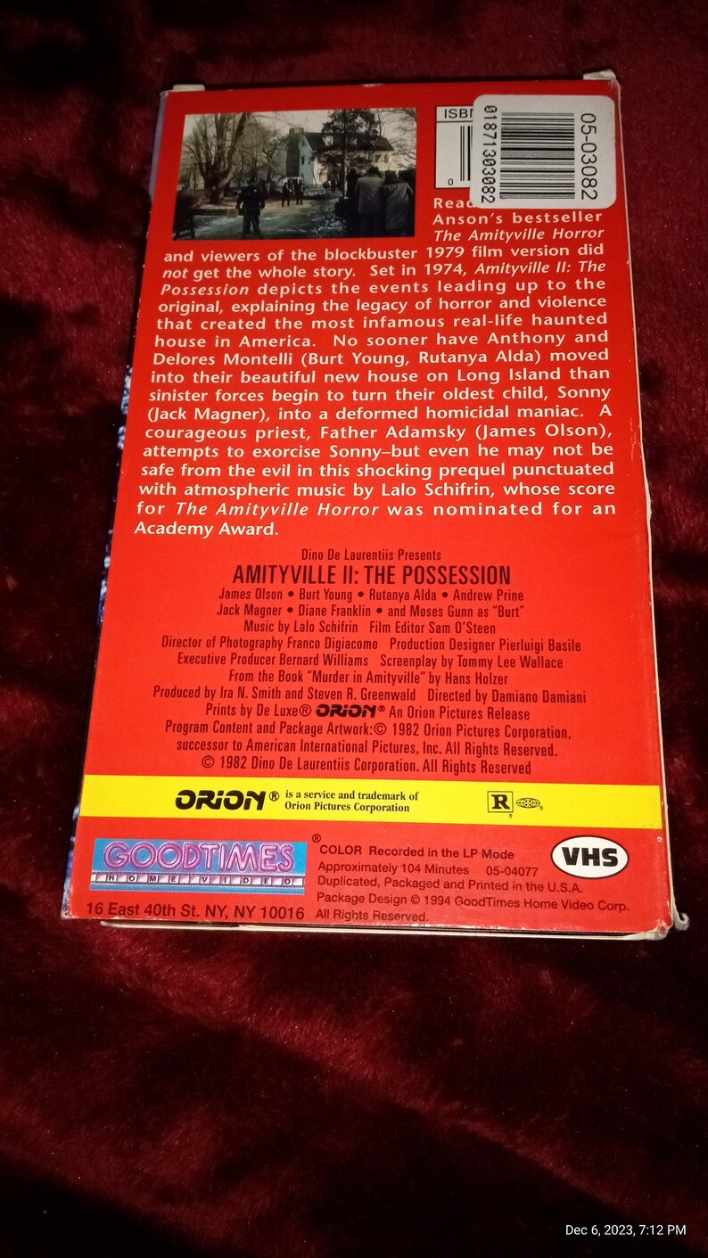 Amityville 2 the Possession VHS Horror Vhs - Etsy