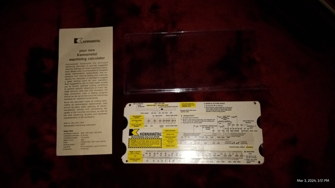 Kennametal Machining Calculator - Etsy