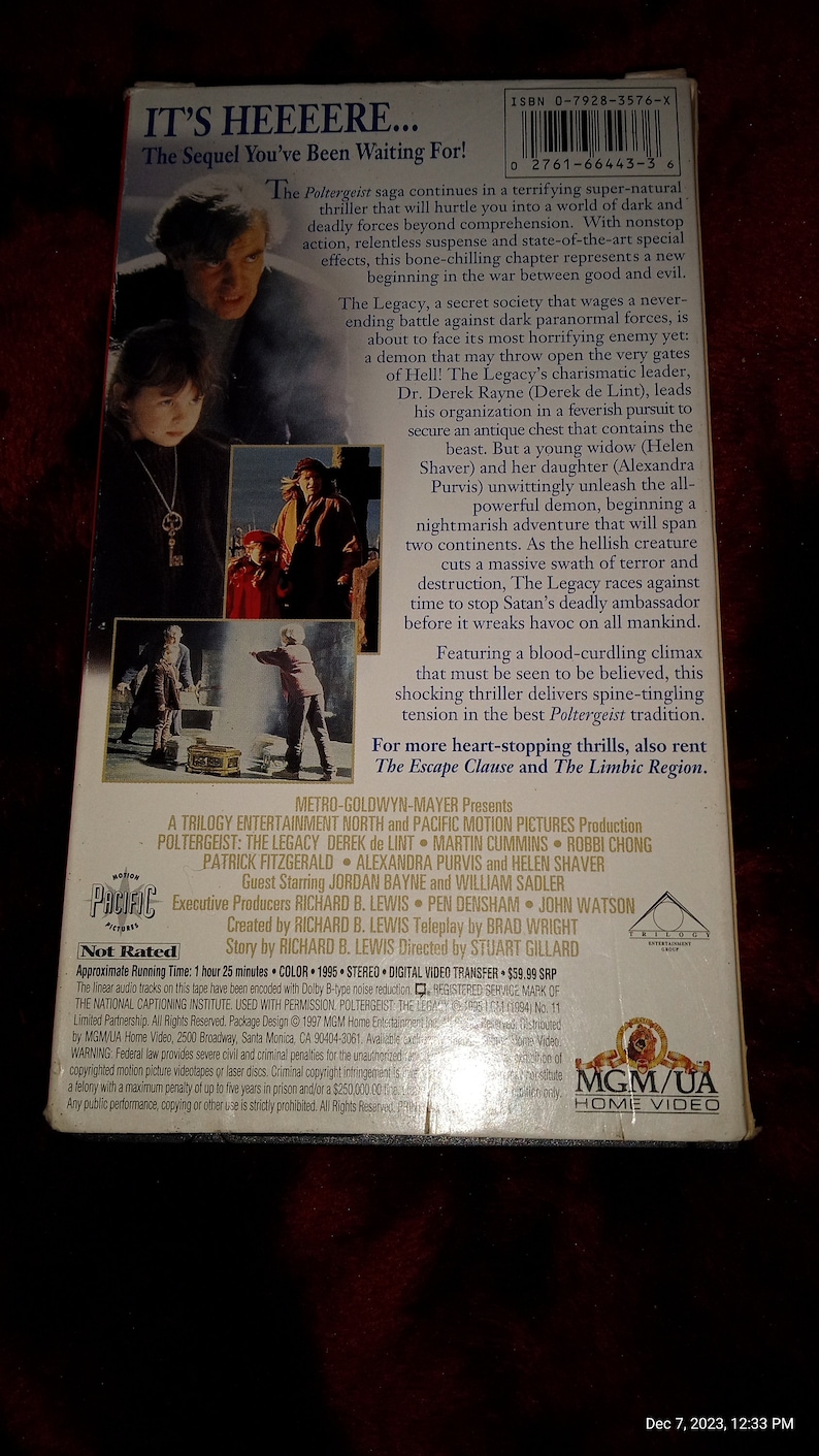 Poltergeist the Legacy VHS Horror Vhs - Etsy