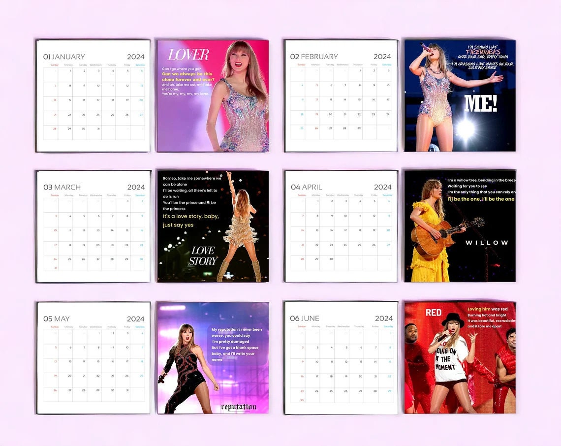 2024 Taylor Wall Calendar, Swift Eras Tour Inspired Desk Calendar Taylor Version Calendar sold ...