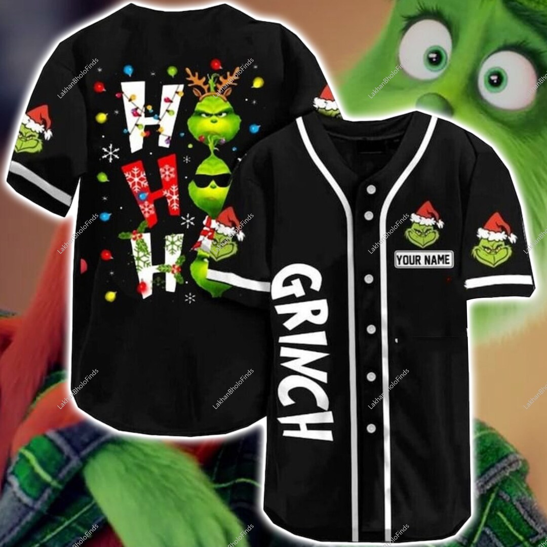 Personalized the Grinch Baseball Jersey Customized Grinchmas - Etsy UK