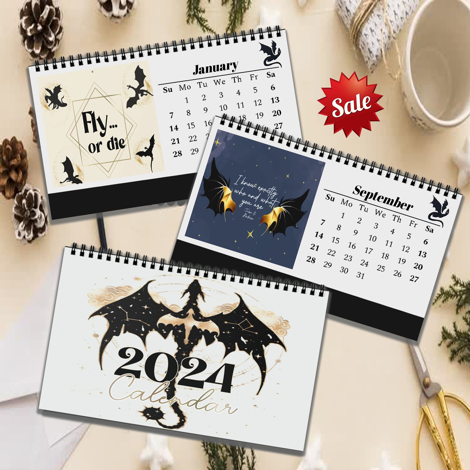 Fourth Wing Desk Calendar 2024, Desk Calendar 2024 sold by John ...