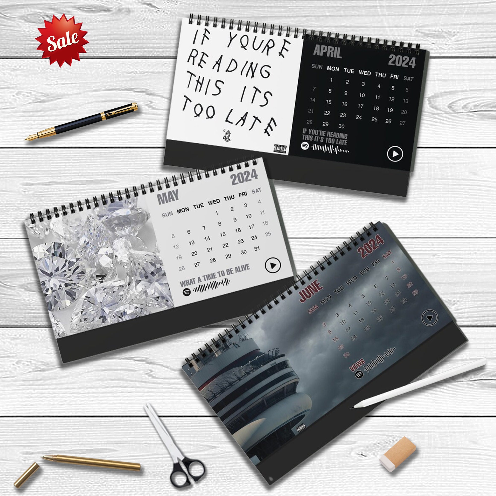 2024 Drake Desk Calendar, 2024 Drake Wall Calendar, Drake Album 2024 ...