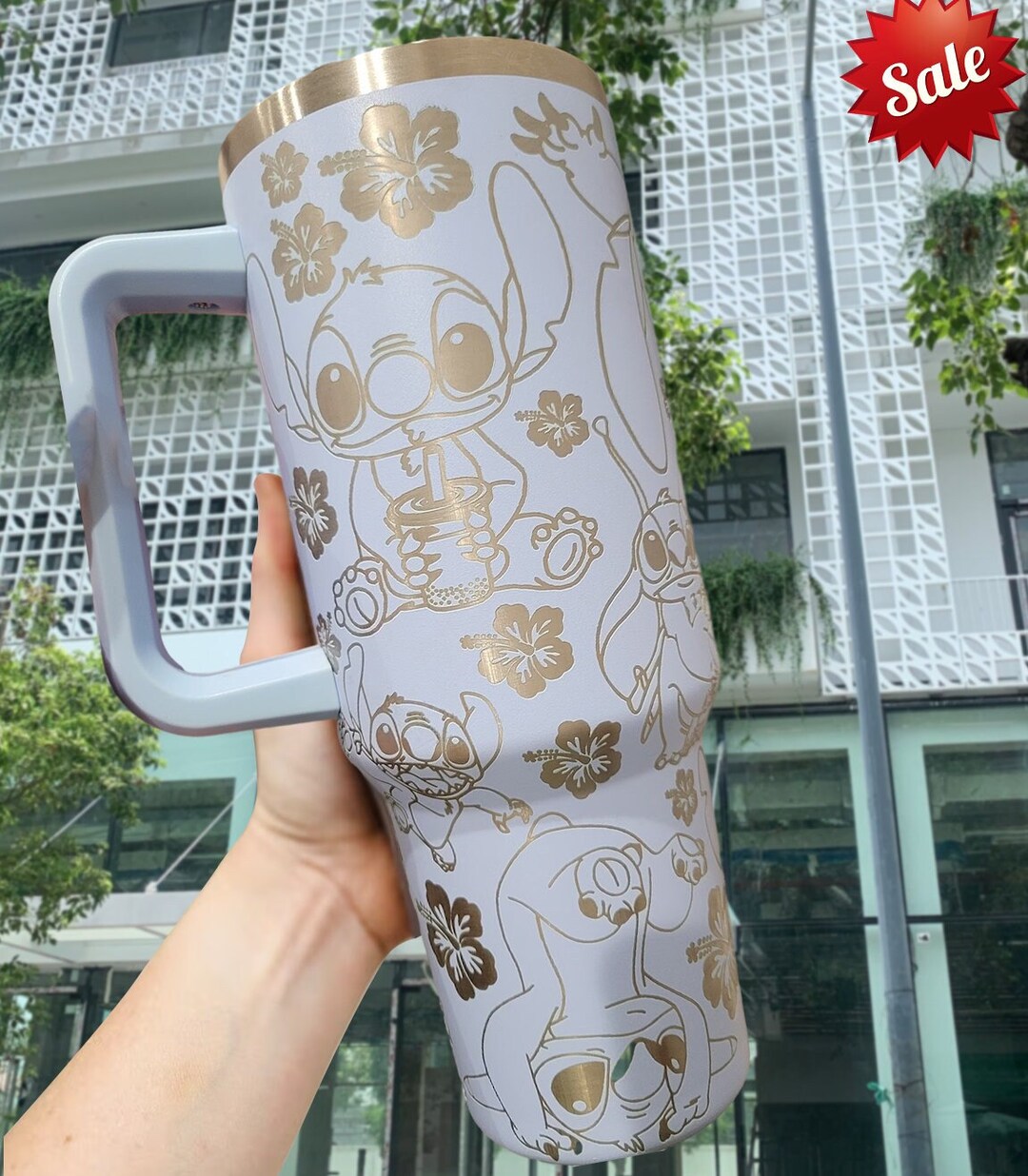 Stitch Full Wrap Engraved Stanley 40oz Tumbler, Quencher 2.0 Water ...