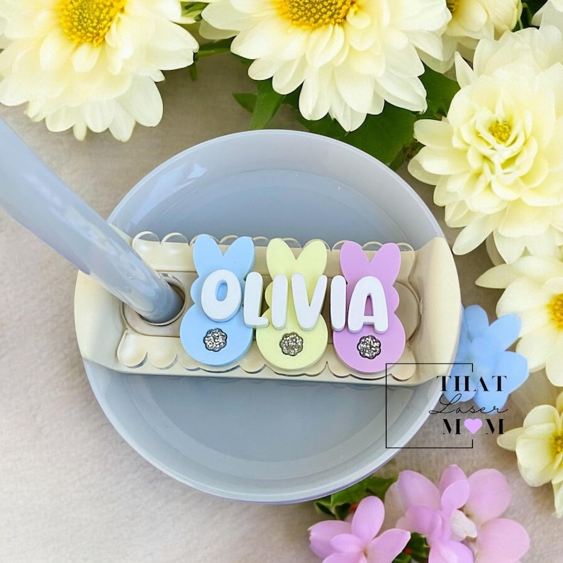 Personalized Easter Bunny Tail Stanley Topper: Pastel Tumbler Plate - Etsy