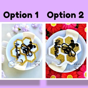 Personalized Stanley H2.0 Tumbler Topper: Glitter Bee Hive, Gold ...