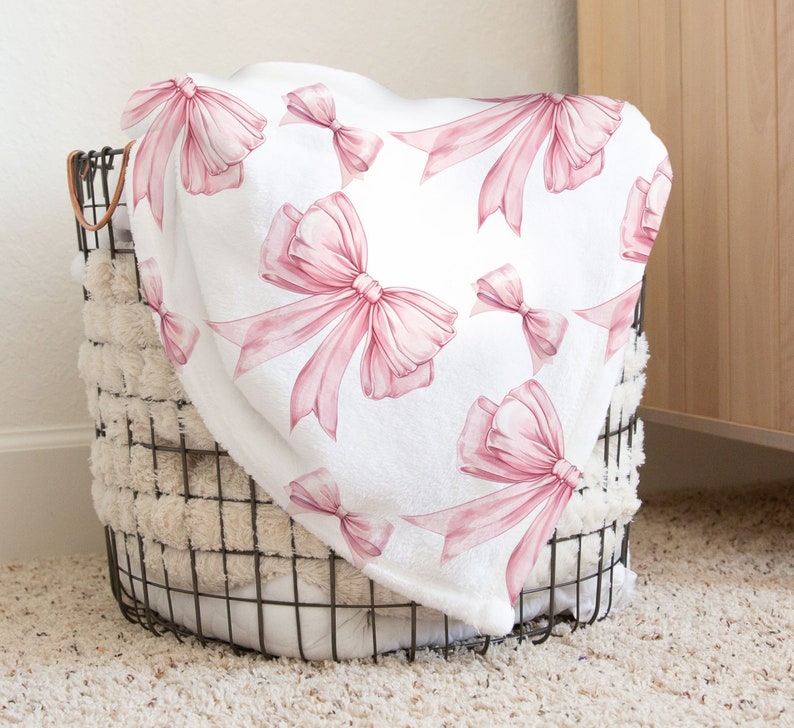 Personalized Coquette Gift Name Blanket, Pink Bow Coquette Throw ...