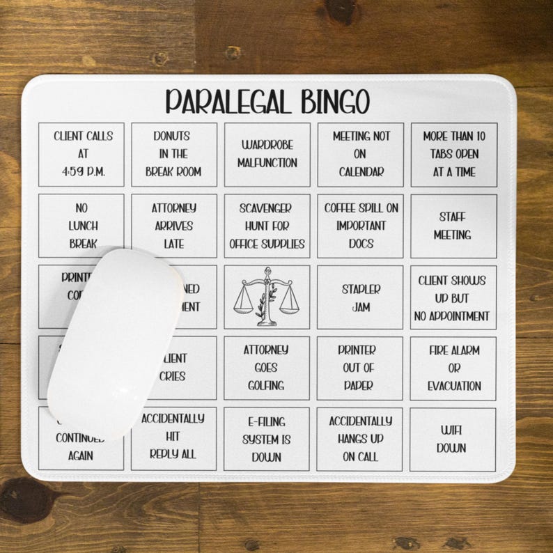 Paralegal Bingo Mousepad: Funny Law Office Gift - Etsy