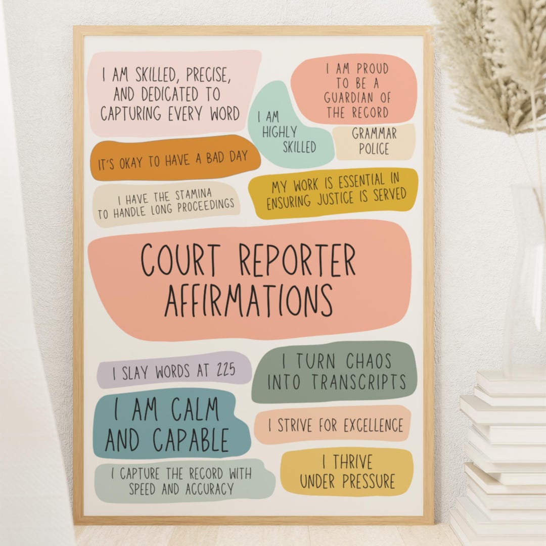 Court Reporter Wall Art Voicewriter Positive Affirmations for ...