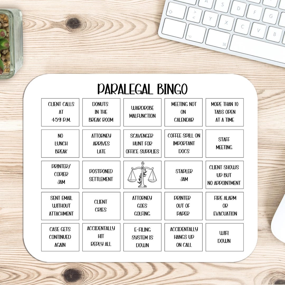 Paralegal Bingo Mousepad: Funny Law Office Gift - Etsy