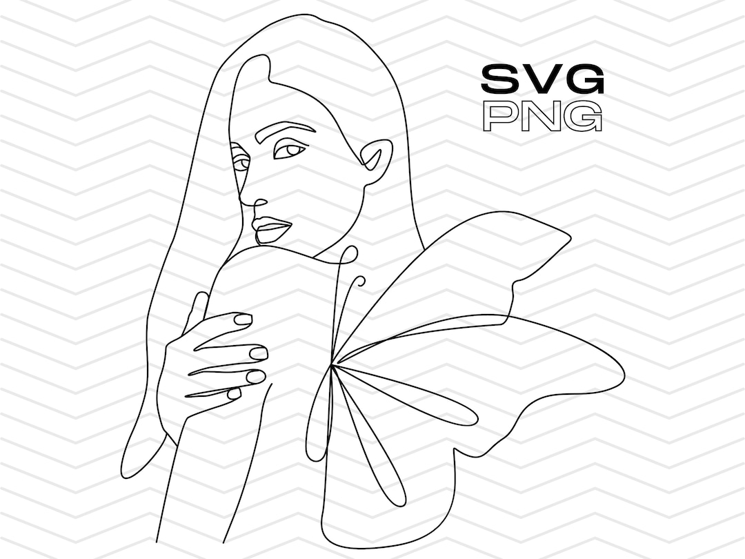 Floral Woman One Line Art SVG Digital File One Line Woman - Etsy