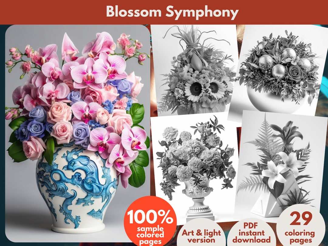 Blossom Symphony Coloring Book Printable Coloring Page for Adult ...