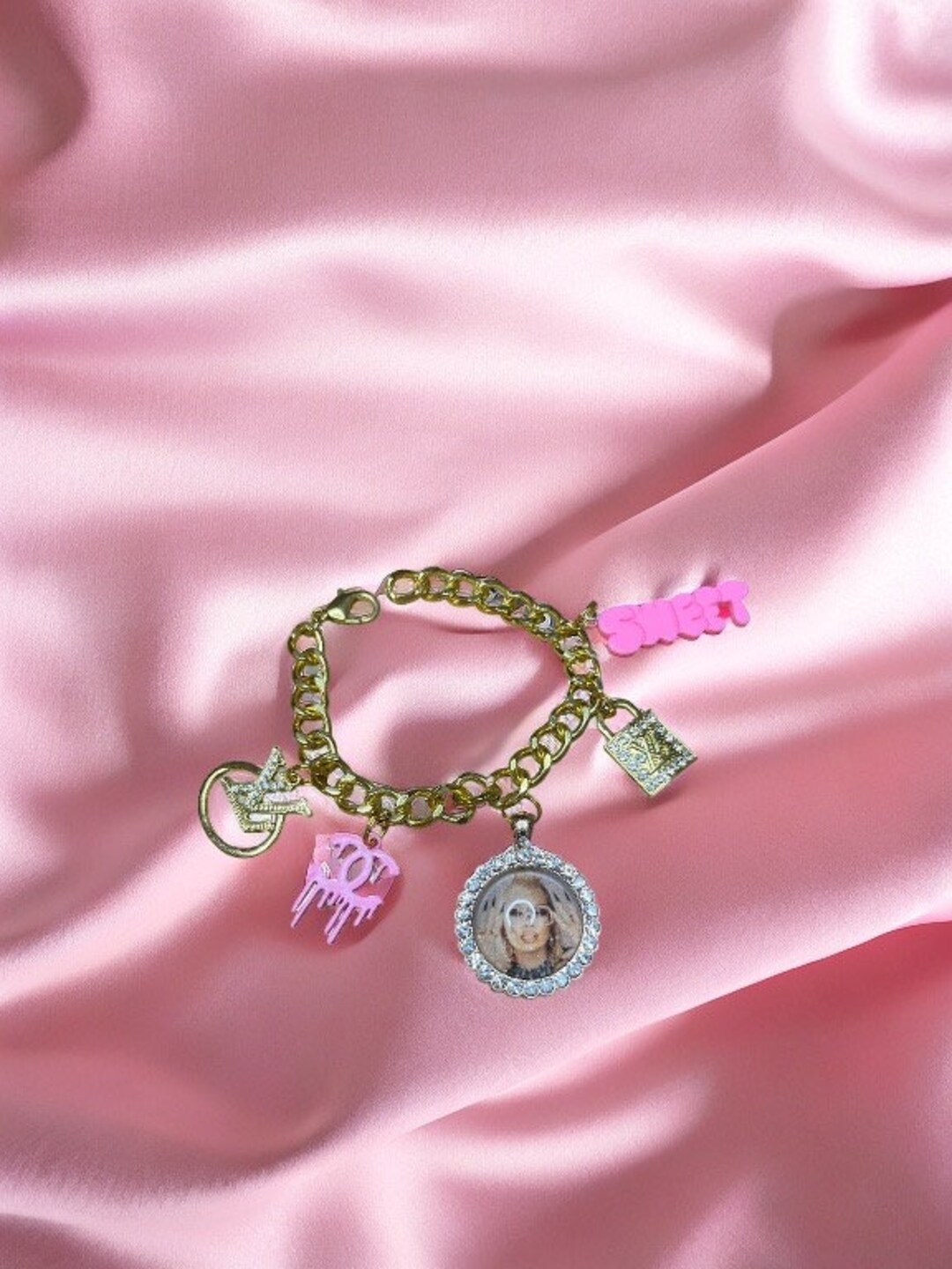 Sweet “latto” Pink Link Bracelet - Etsy UK