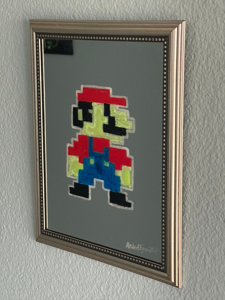 Super Mario 8-bit Pixel Mirror Painting 8x10 - Etsy