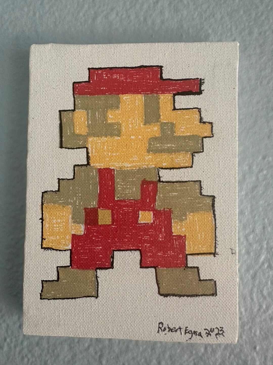 Super Mario 8-bit Pixel Painting 5x7 - Etsy