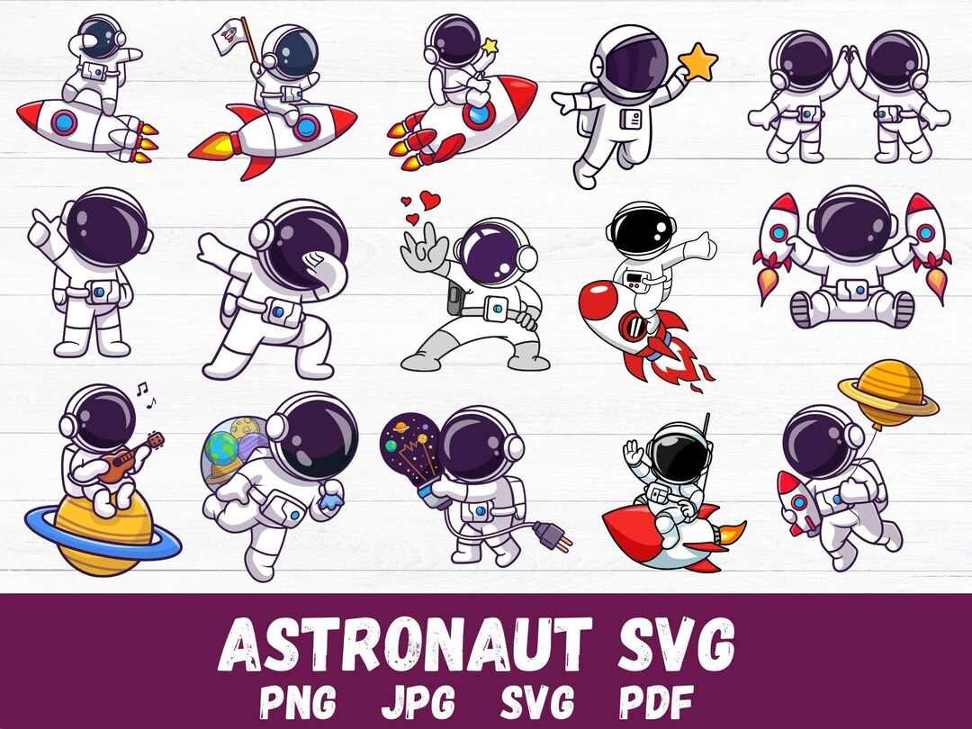 Astronaut SVG Bundle: Rocket Spaceman Universe Designs (digital ...
