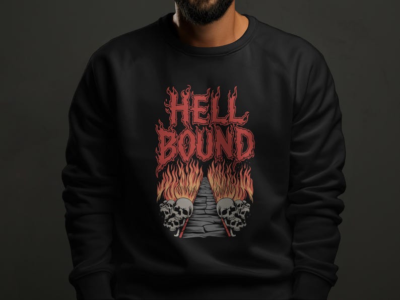 Hellbound T-shirt Design, Digital Download, Skulls and Flames, PNG ...