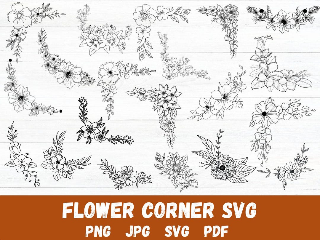 Flower Corner Svg Bundle,corner Svg,floral Corner Svg Files,decorative ...