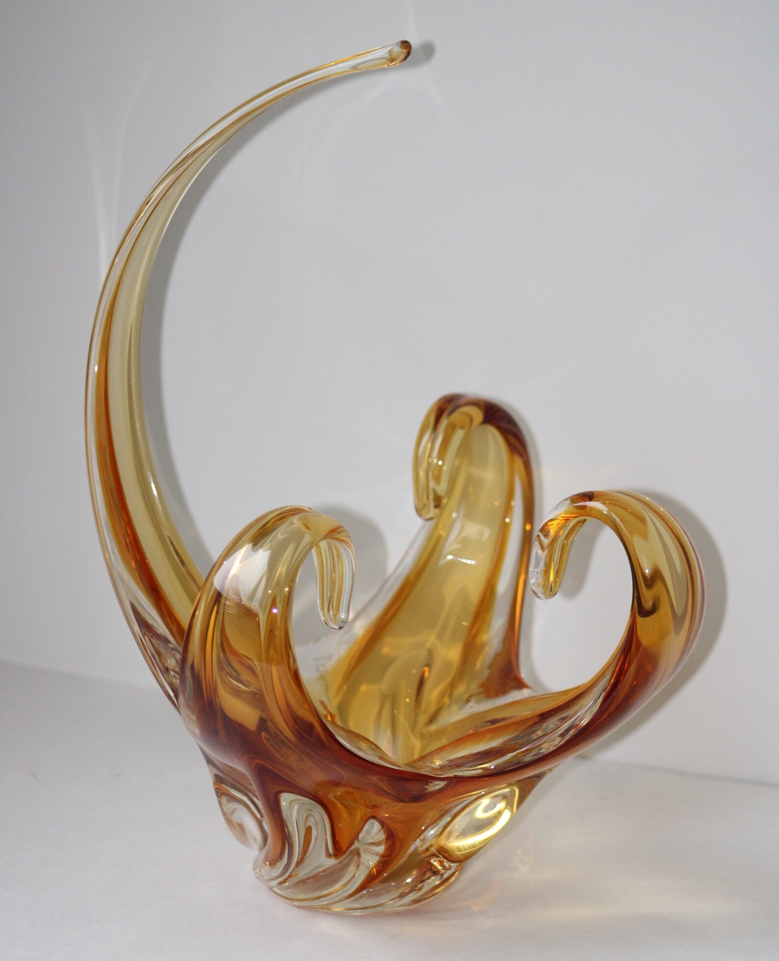 Vintage Mid Century Chalet Amber Hook and Curls Canadian Pulled Art Glass - Etsy