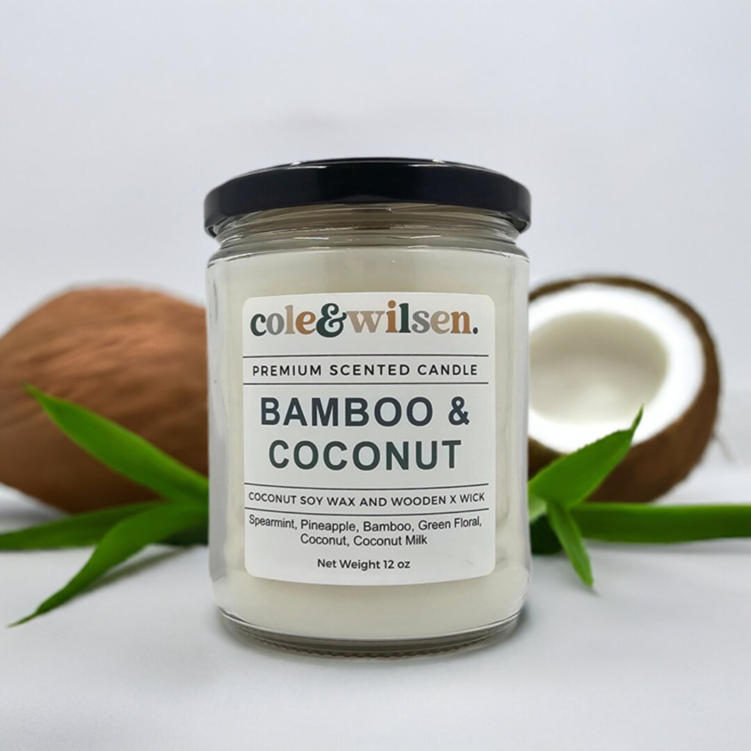 Bamboo & Coconut Candle With Wooden X Wick - Etsy