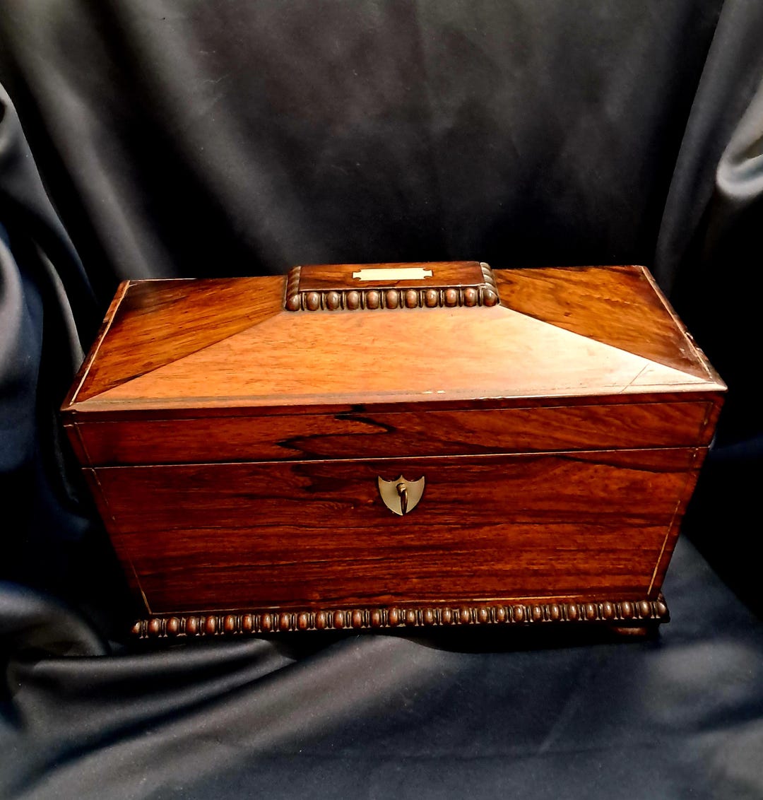 Antique English Tea Caddy With Porcelain Insert by Sadler, Regency - Etsy