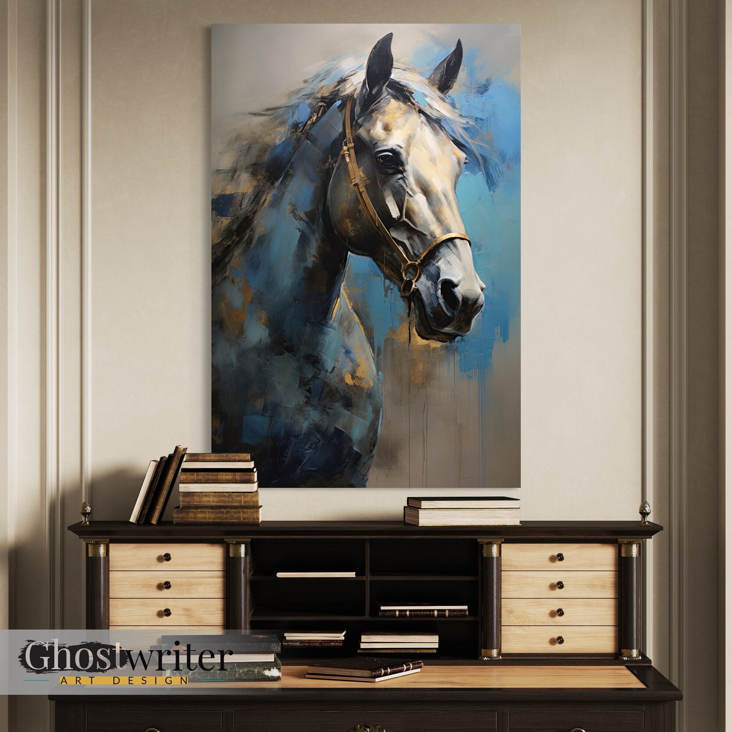 Horse Abstract Wall Art Canvas | Wild Horse Modern Art Nature Painting ...