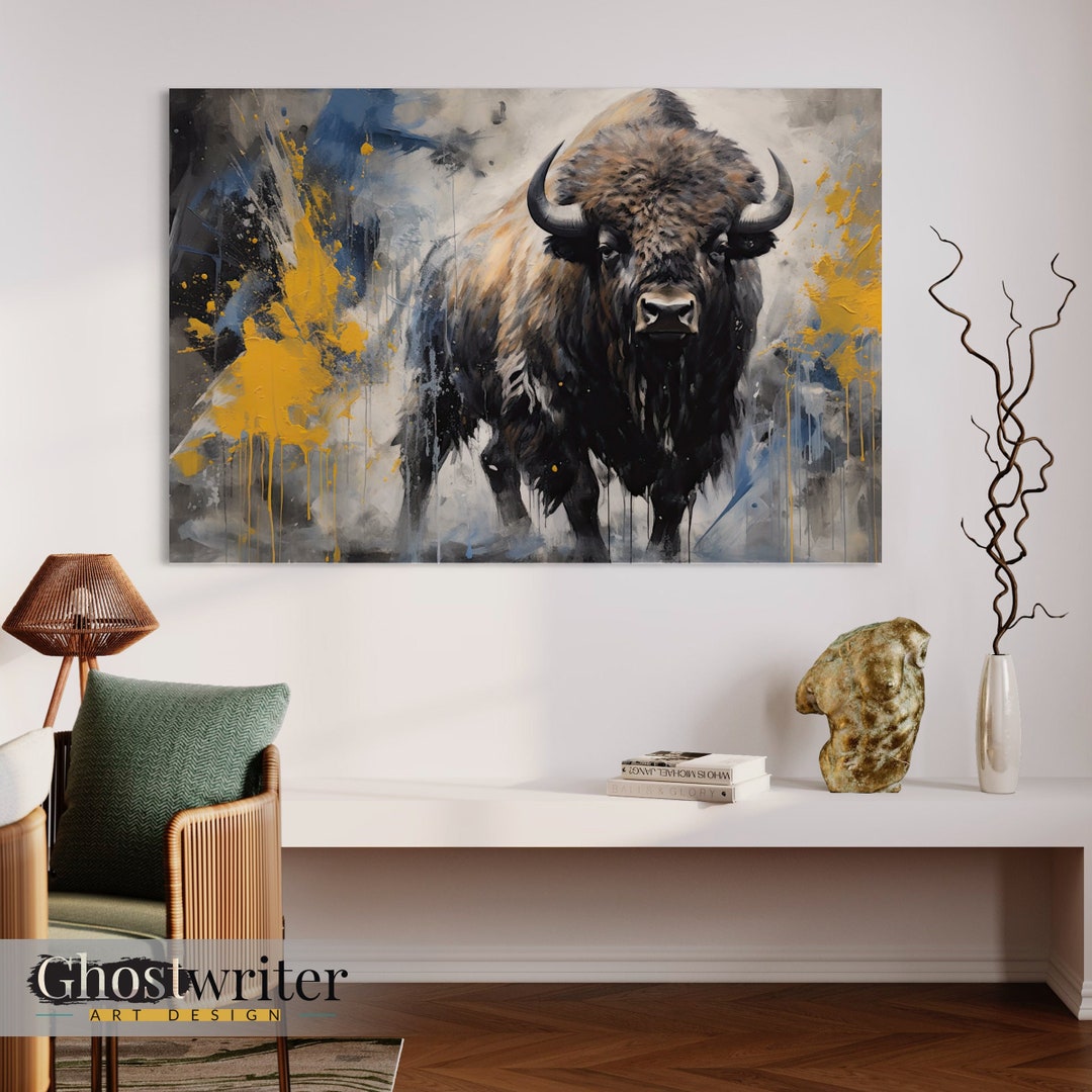 Bison Abstract Wall Art Canvas | American Buffalo Modern Art Nature ...