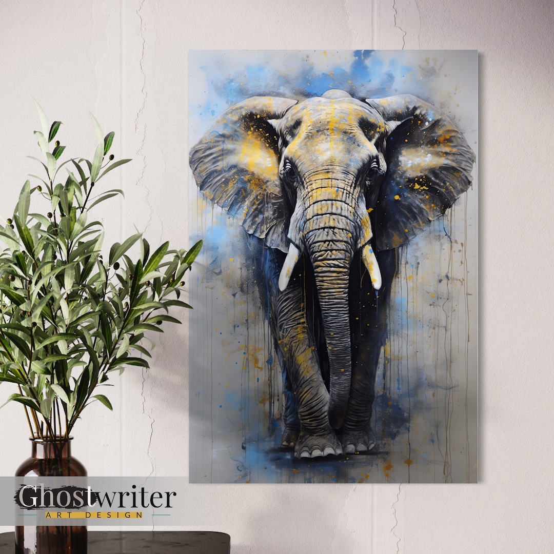 Elephant Abstract Wall Art Canvas | Elephant Modern Art Nature Painting ...