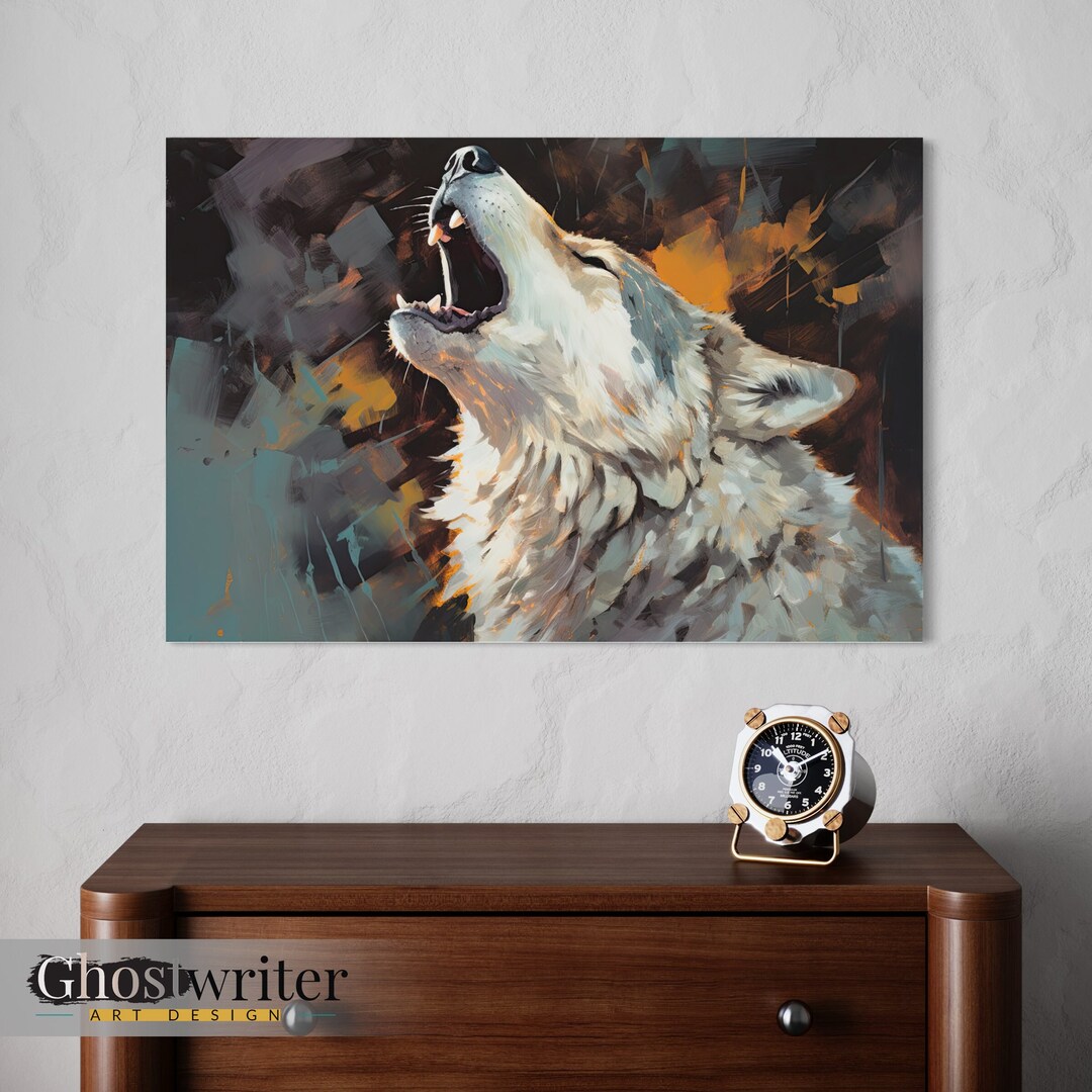 Wolf Abstract Wall Art Canvas | Wolf Modern Art Nature Painting Print ...