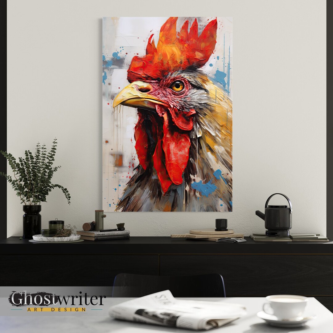 Rooster Abstract Wall Art Canvas | Chicken Modern Art Nature Painting ...