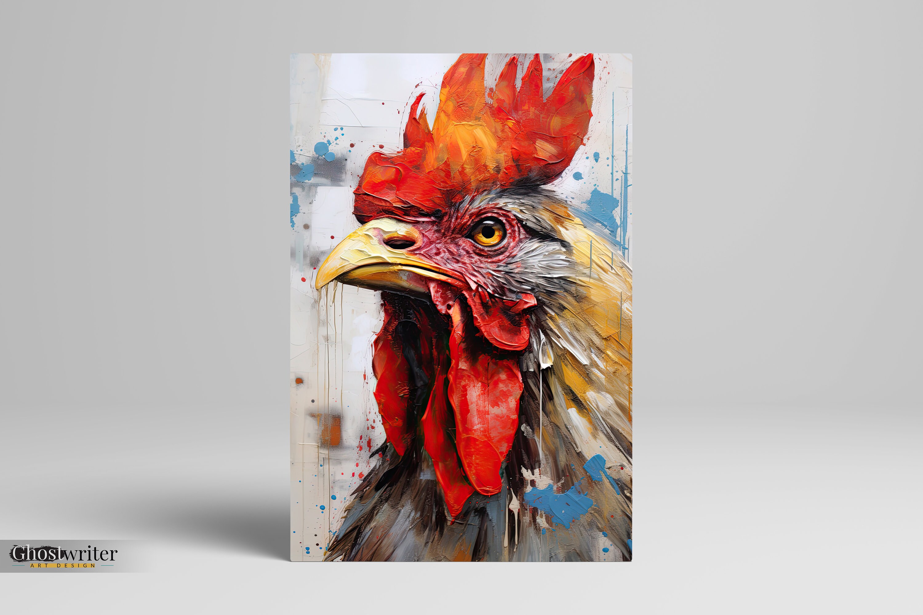 Rooster Abstract Wall Art Canvas | Chicken Modern Art Nature Painting ...
