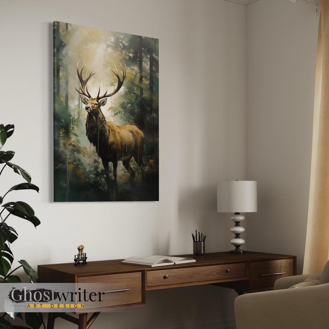 Elk Abstract Wall Art Canvas | Modern Art Nature Wildlife Painting ...