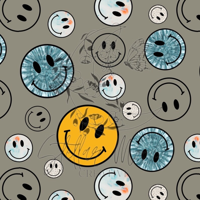 Tie Dye Smiley Seamless Pattern - Etsy