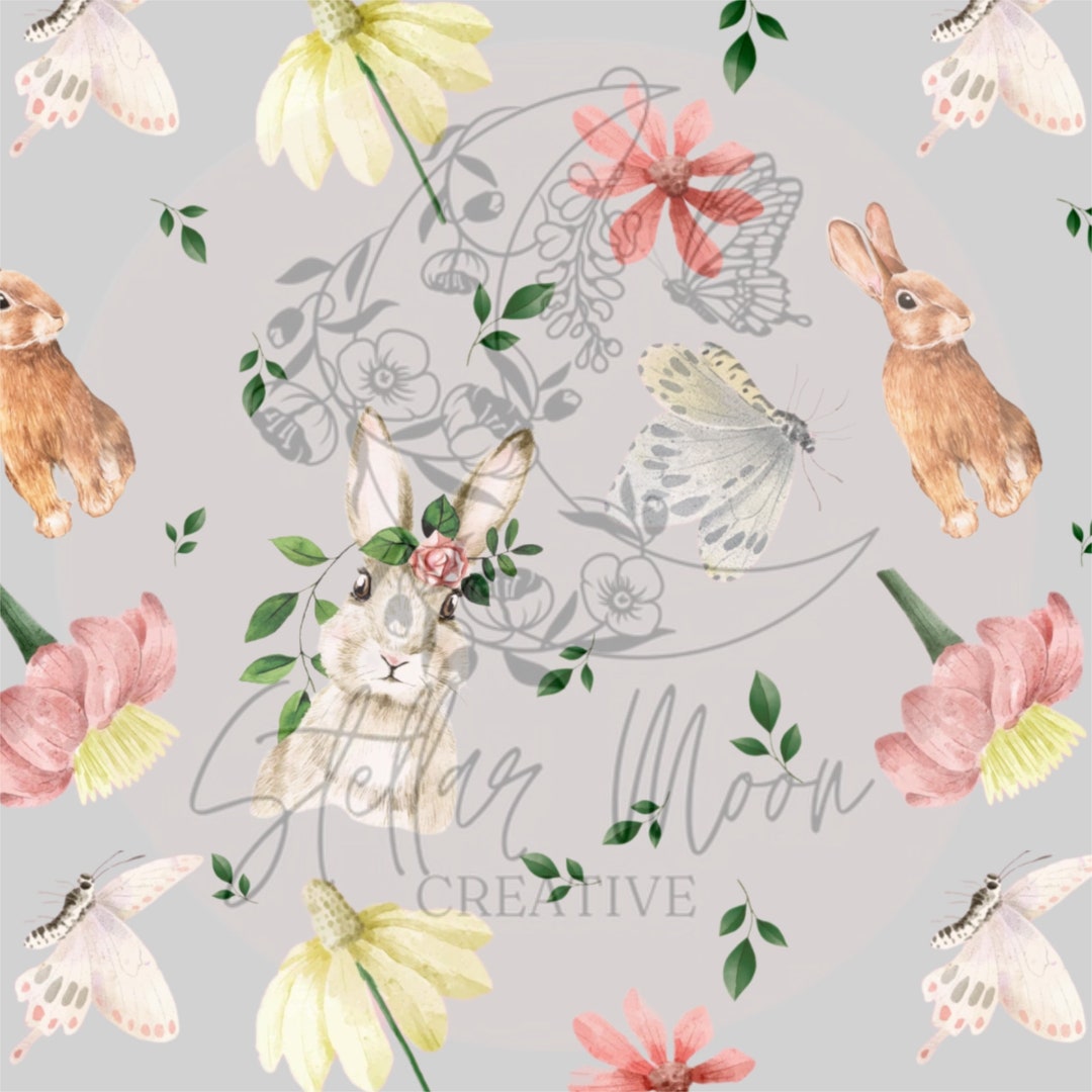 Floral Bunnies Seamless File Pattern - Etsy