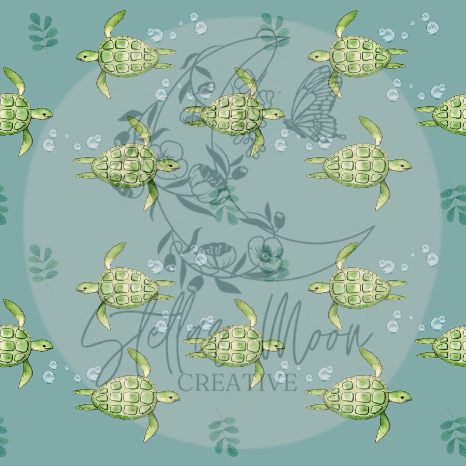 Swimming Turtles Bubbles Seamless Pattern - Etsy