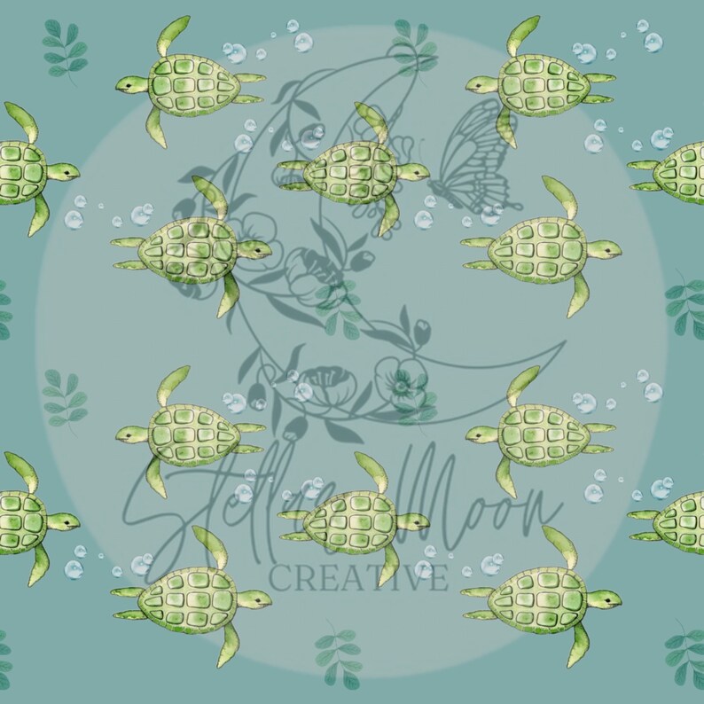 Swimming Turtles Bubbles Seamless Pattern - Etsy