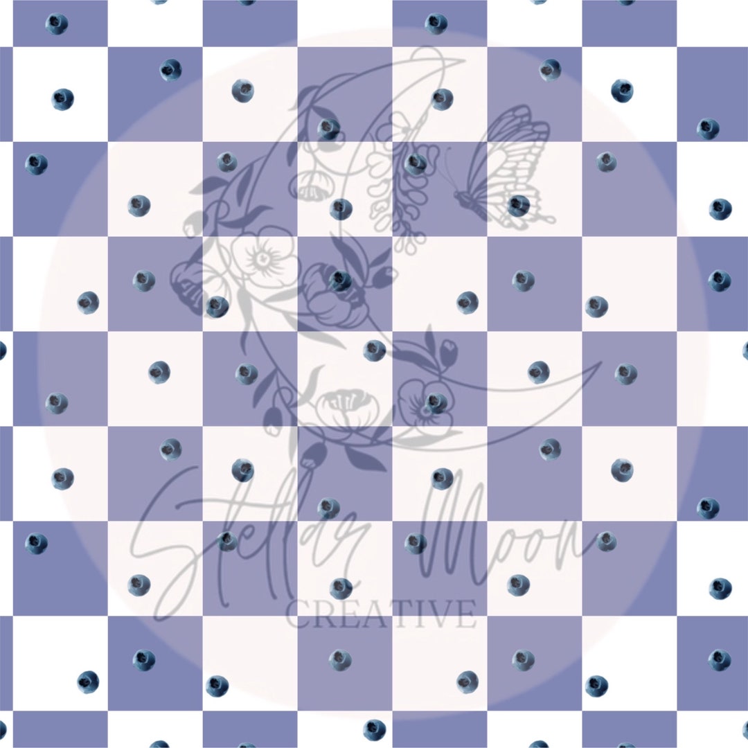 Checkered Blueberries, Blueberries, Blue Checkers Seamless Pattern - Etsy