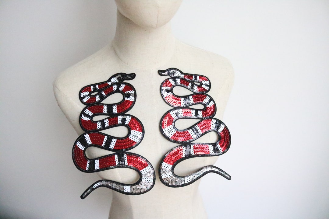 Large Red Sequined Coral Snake Patch Iron on Patch Sew on - Etsy