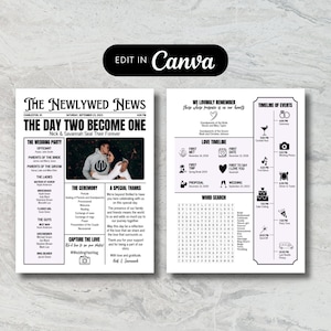 Wedding Program Template, Newspaper Program, Wedding Timeline, Wedding ...