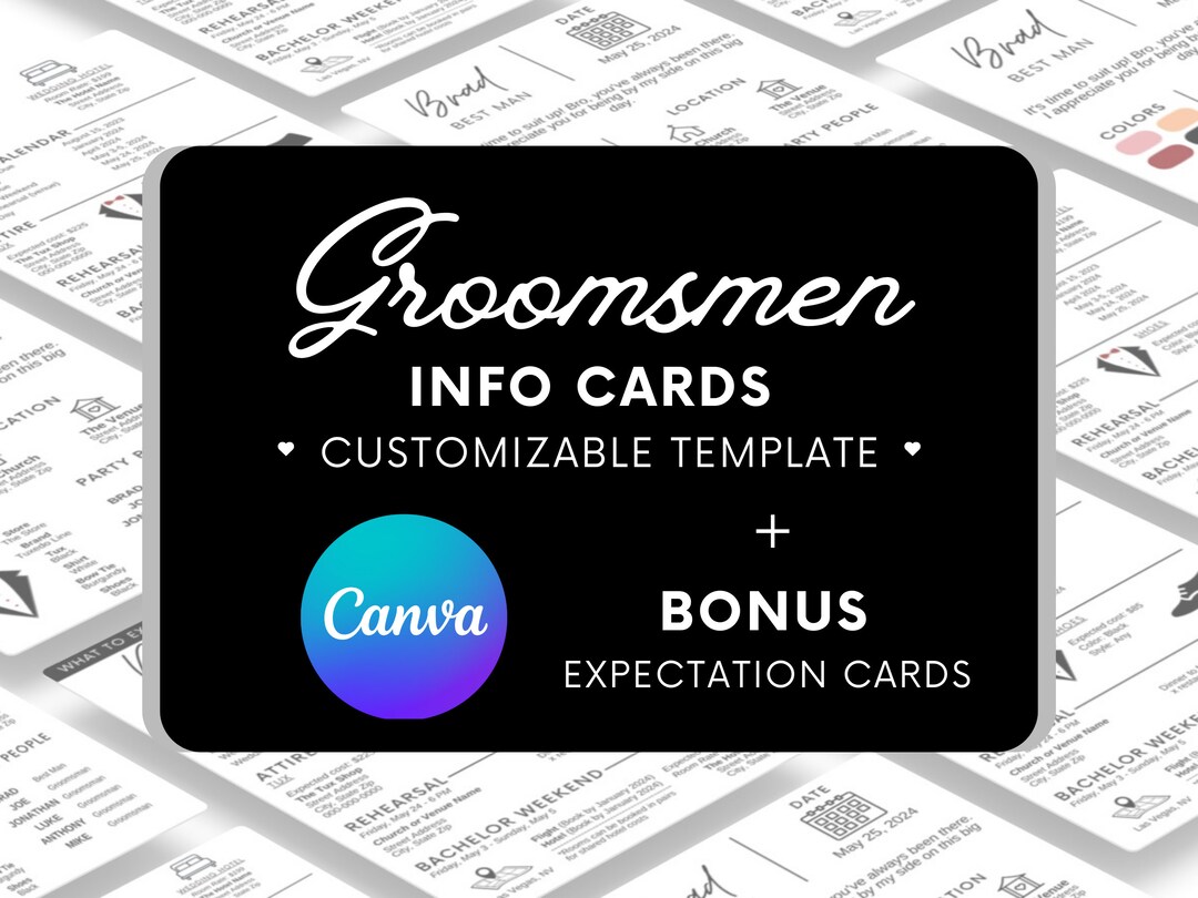 Groomsmen Info Card Template, Groomsmen Card, Personalized Groomsmen ...