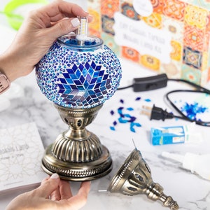 DIY Blue Mosaic Lamp Kit | DIY Lamp | Turkish Lights | Birthday Gift ...