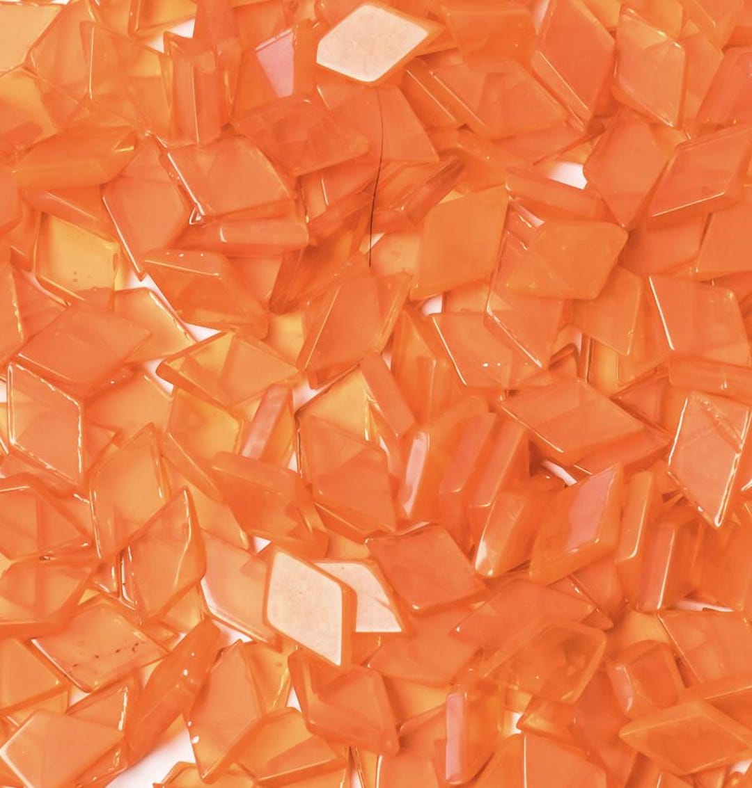 300pcs Orange Mosaic Tiles | Diamond Shape | Hand Cut Glass Mosaics ...