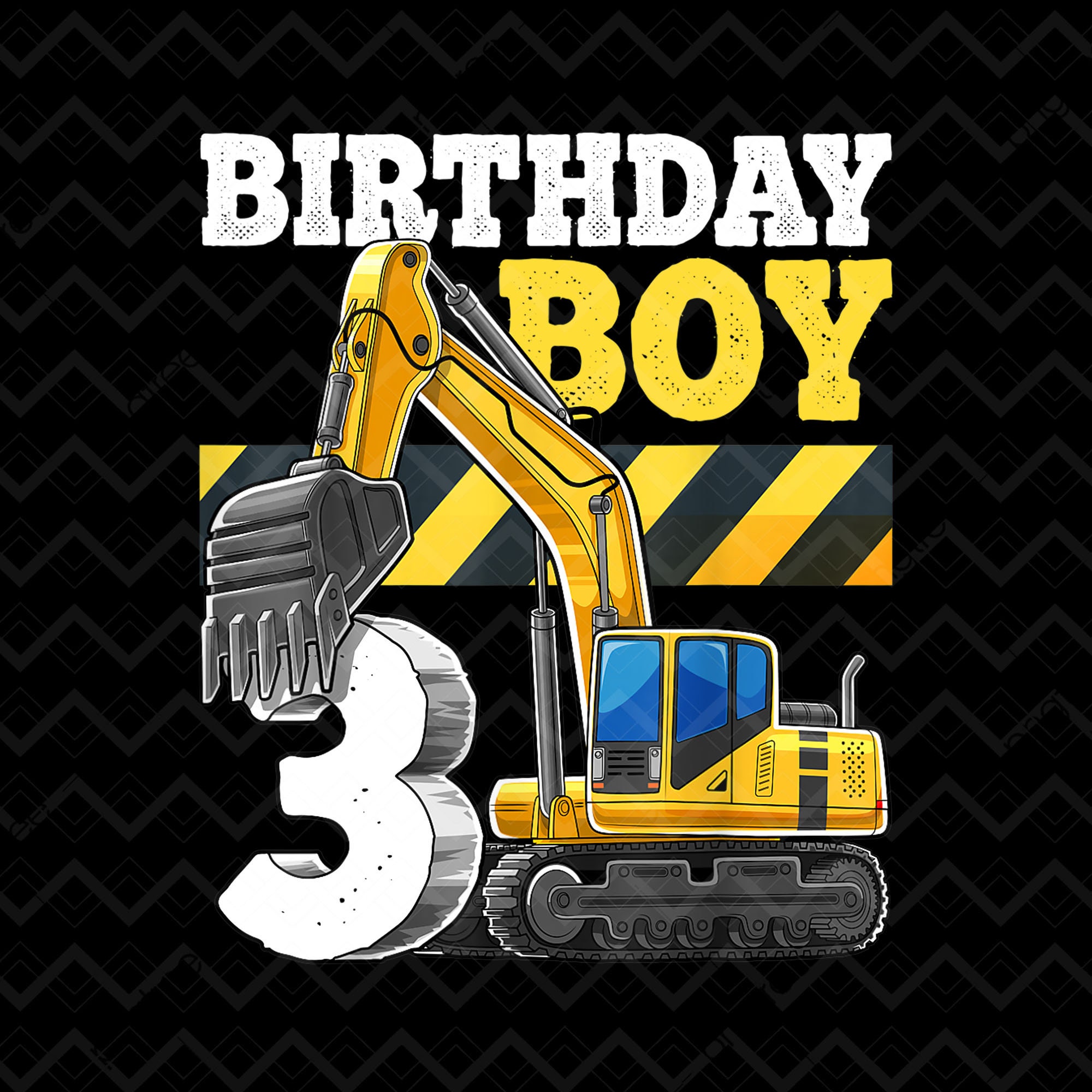 Birthday Construction PNG, 3rd Birthday Excavator Construction Png, 3rd ...