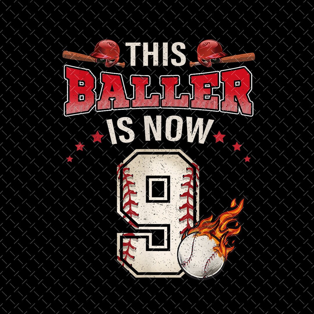 9th Birthday Baseball PNG Birthday Baseball Boy Png 9 Years - Etsy