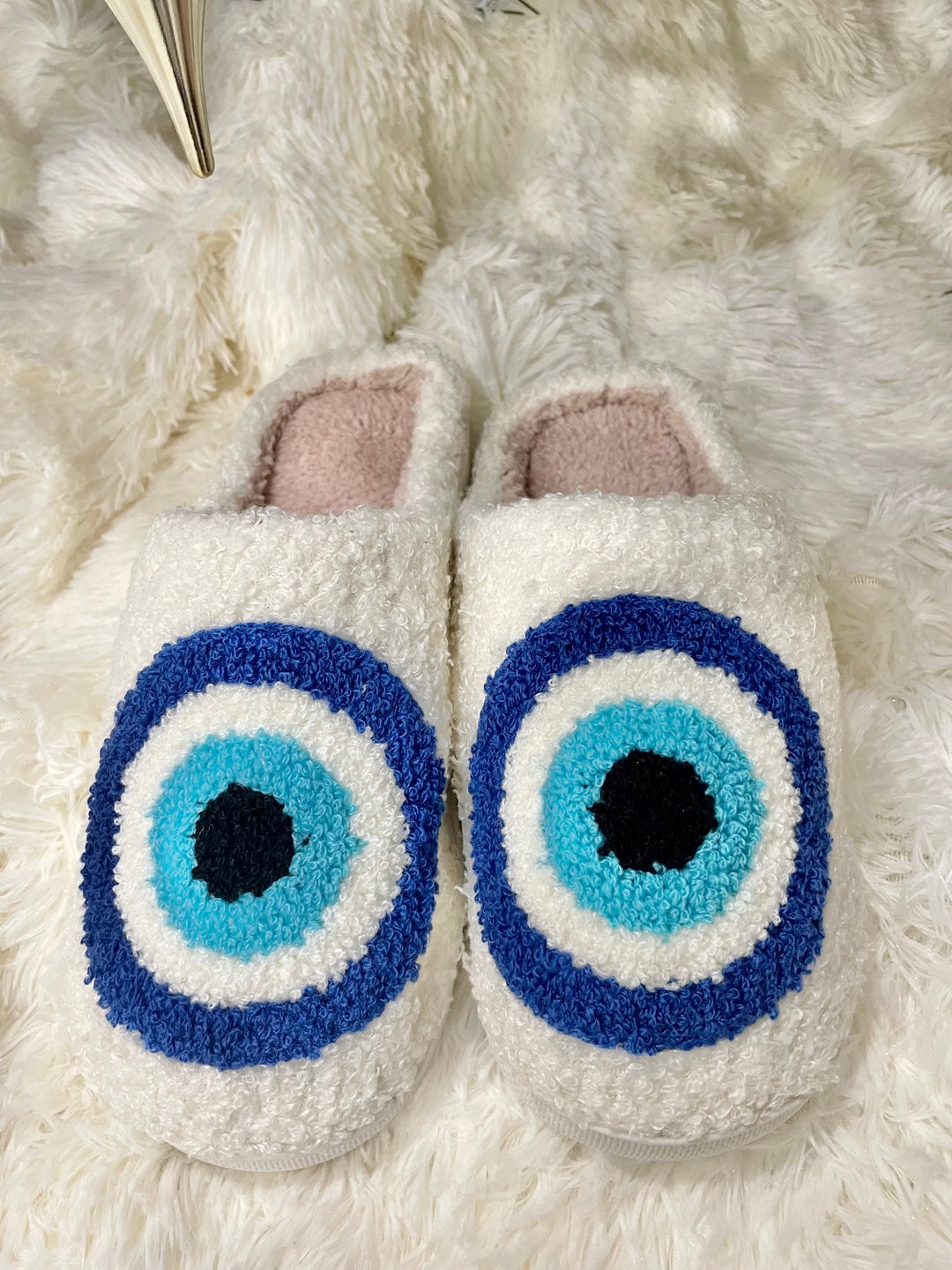 Evil Eye Fuzzy Comfortable Slippers - Etsy