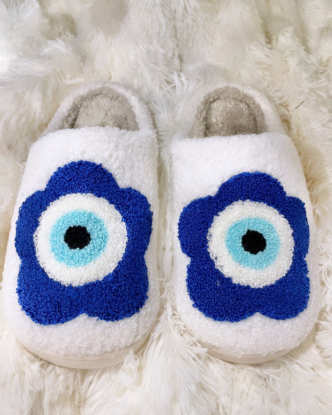 Evil Eye Fuzzy Comfortable Slippers Flower Eye - Etsy