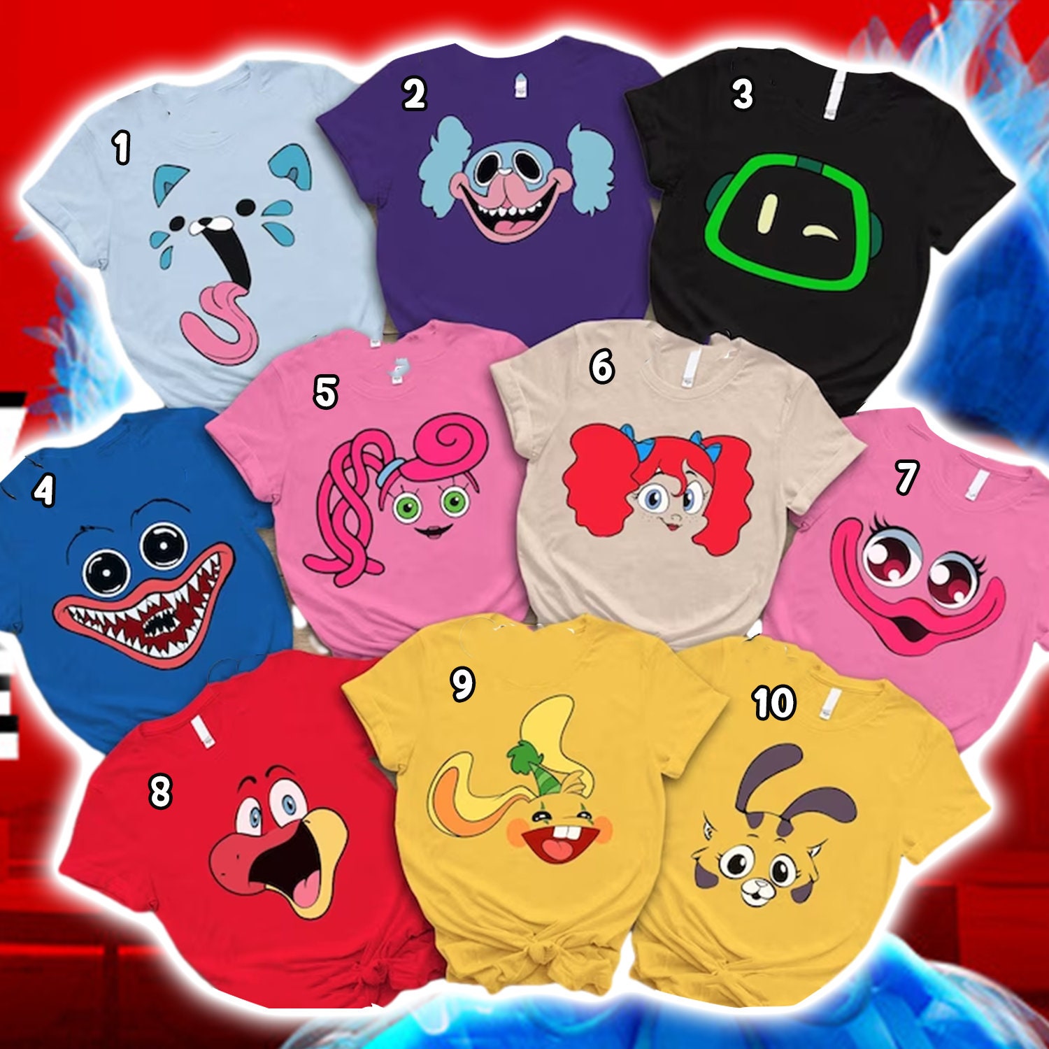 Custom Poppy Playtime Character Shirt Huggy Wuggy Kissy Missy - Etsy