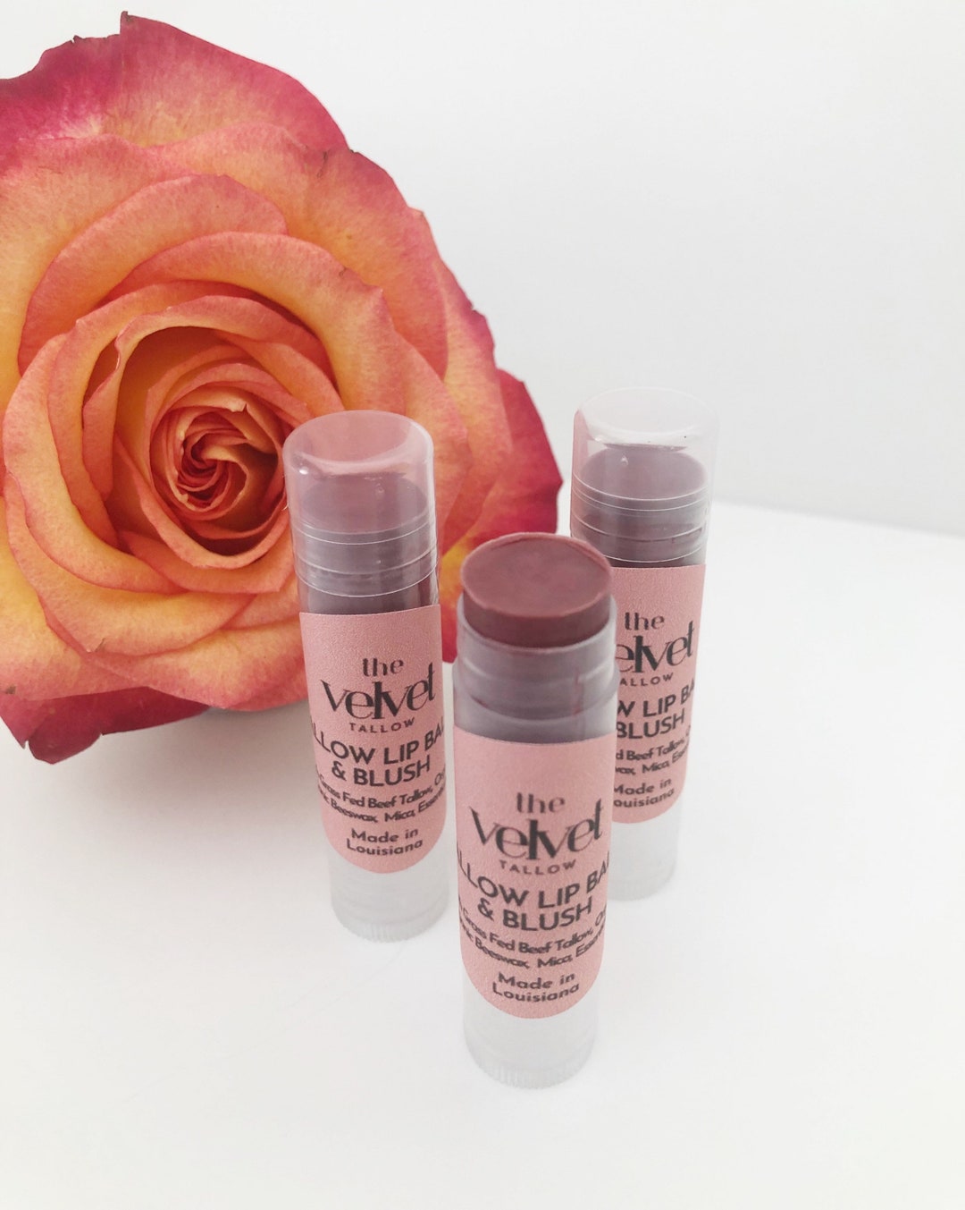 TALLOW Lip & Blush Balm, Sweet Orange EO, Made From Moisturizing Beef ...