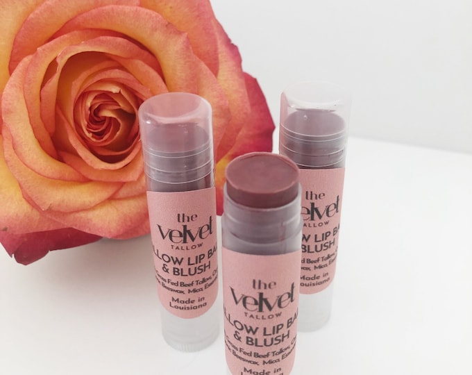 TALLOW Lip & Blush Balm, Sweet Orange EO, Made From Moisturizing Beef ...