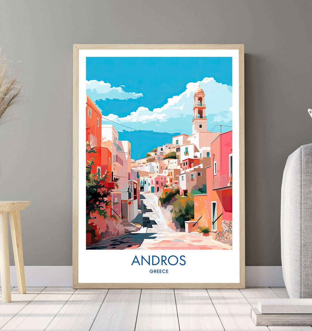 Andros Poster Andros Travel Andros Print Andros Art Greece - Etsy